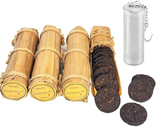 Amazon.com : (60Cakes-240Cups) Pu-erh Tea in Bamboo Leaf Tube - Ripe ...