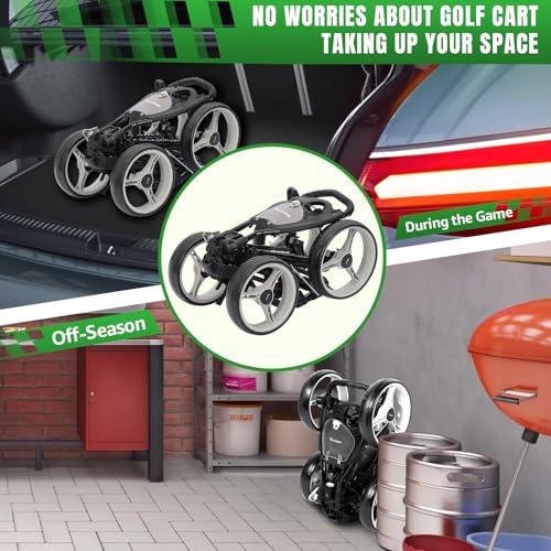 XDriveMax 4 Wheel Golf Push Cart - Aluminum Frame Lightweight, One-Step ...