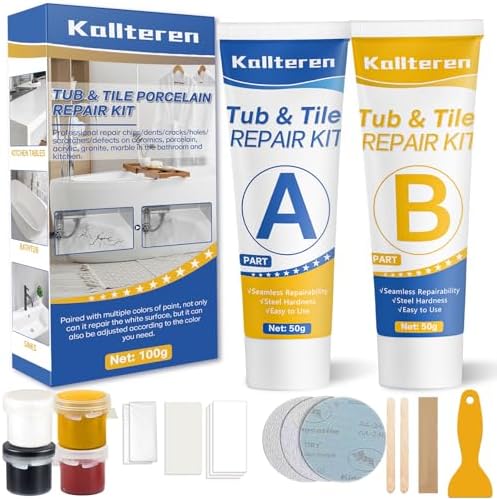 Tub Porcelain Tile Shower Repair Kit (Color Match), 3.7oz Fiberglass ...