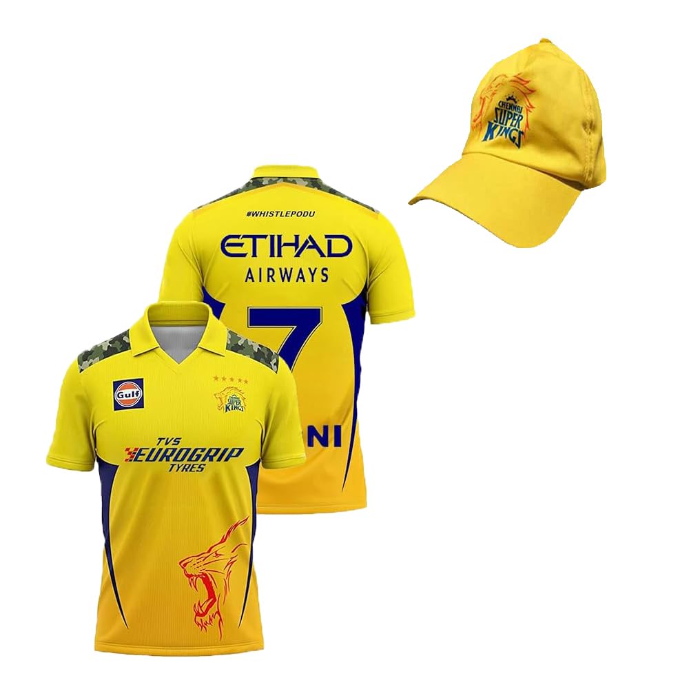 Blacktail Csk Jersey 2024,Ipl Cap, IPl Dhoni 7 Jersey Men's 2024,Csk ...