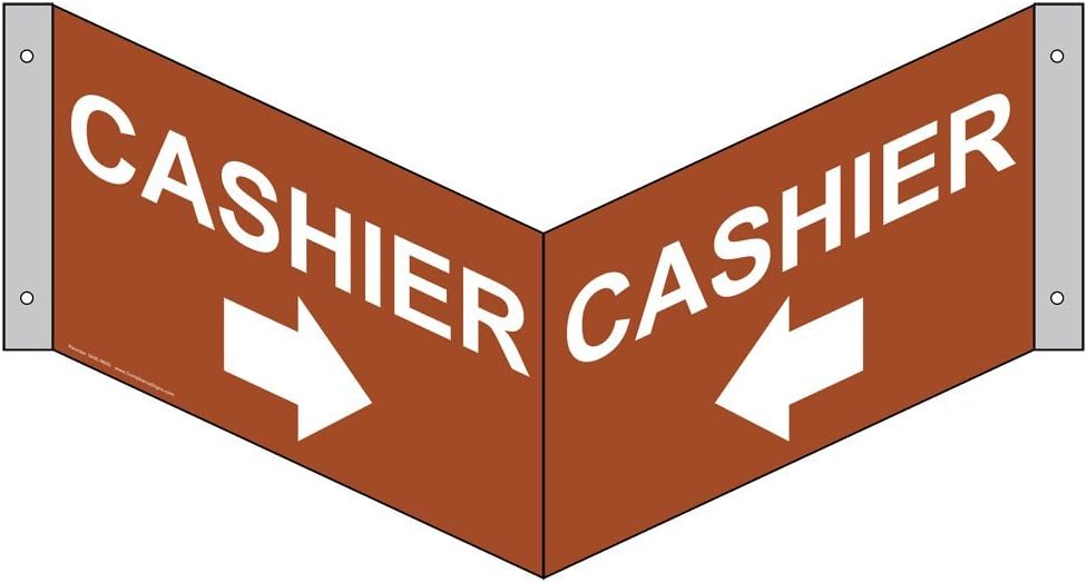 Amazon.com : Cashier With Outward Arrow Bilingual Sign NHE-9650Tri ...
