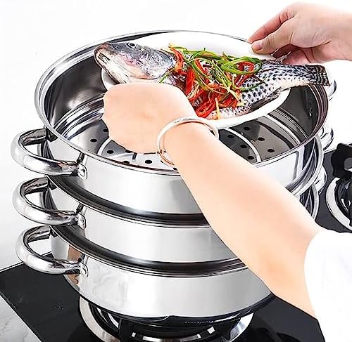 Chynalys 1 Set 3-Tier Stainless Steel Steamer Multi-Cooker Food Steamer ...