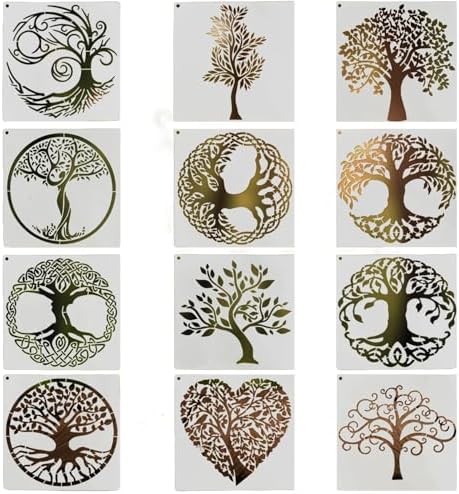 Reusable Stencils 16 Patterns Tree of Life Stencil for Crafts Painting ...