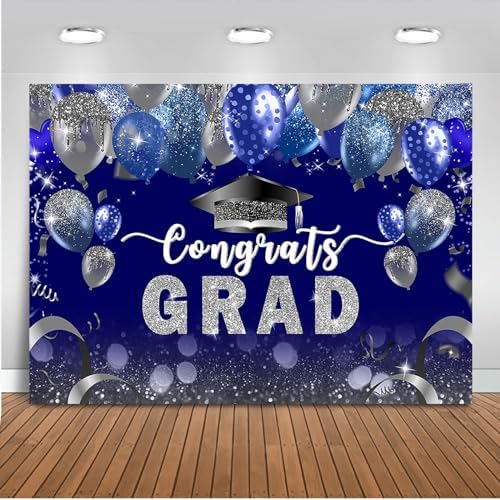 Amazon.com : Mocsicka Congrats Grad Backdrop Royal Blue Congrats 2024 ...