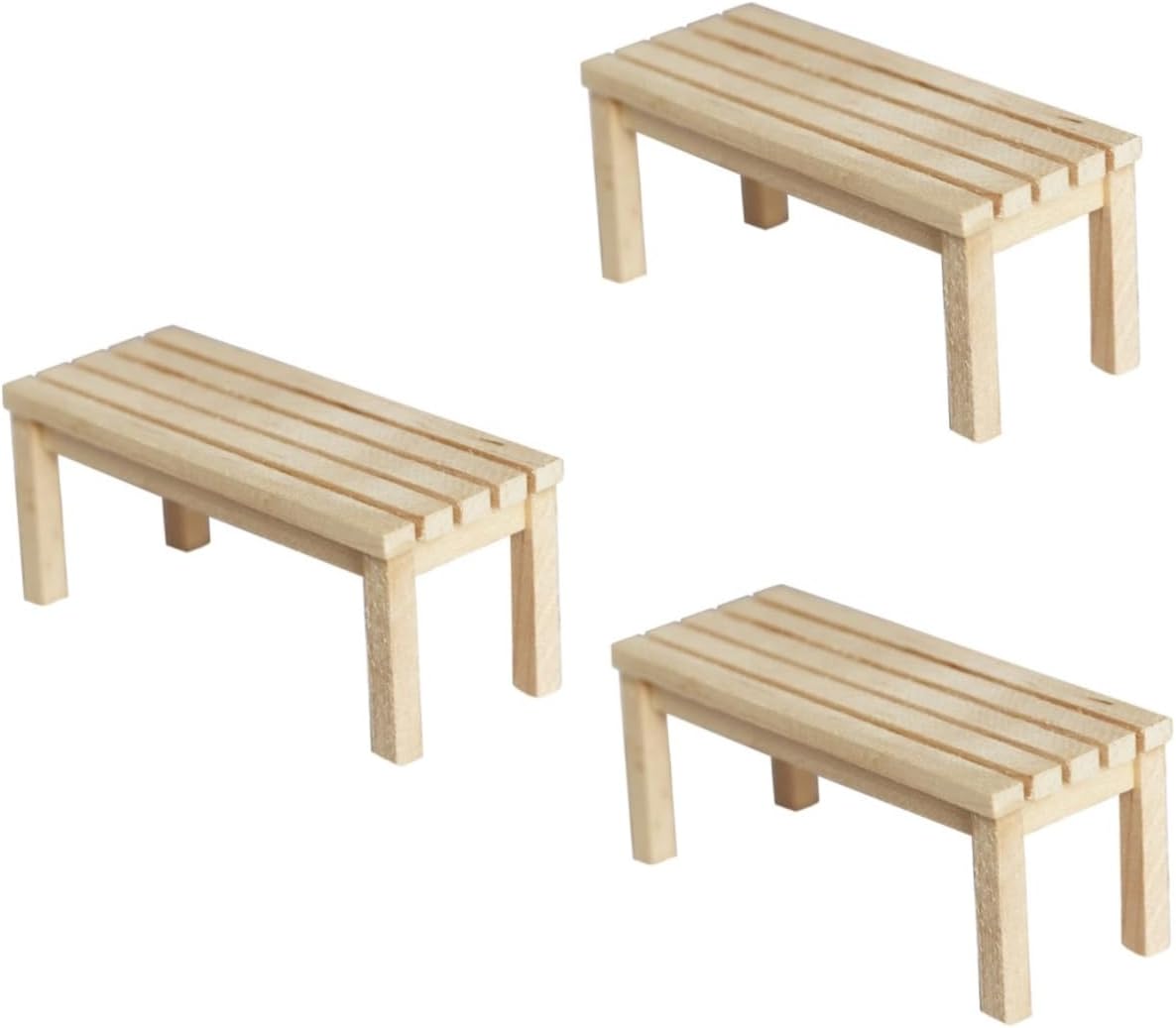 Amazon.com: Totority 3pcs Miniature Wooden Bench Model Dollhouse ...