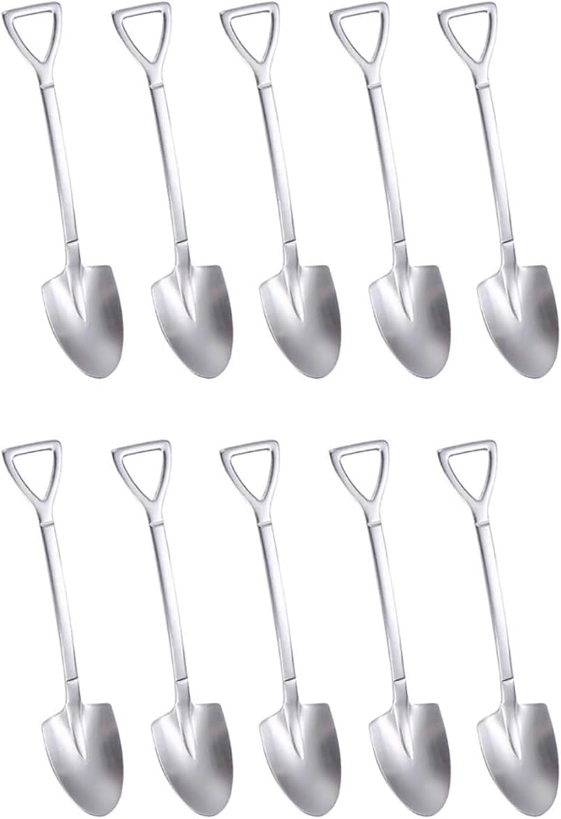 Amazon.com: Smilesunus 10 Pcs Mini Shovel Spoons Dessert Spoons Stainless Steel Ice Cream Yogurt ...