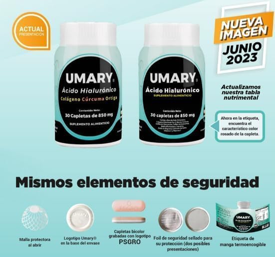 Umary Acido Hyaluronico paquete de 2 unidades de 30 Comprimidos CADA ...