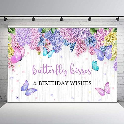 Amazon.com : Avezano Butterfly Birthday Backdrop Girls Floral Pastel ...
