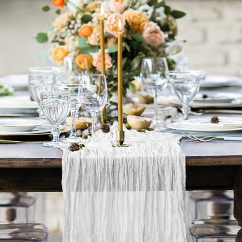 Amazon.com: 2 Pack Ivory Cheesecloth Table Runners, 10Ft Gauze Table ...
