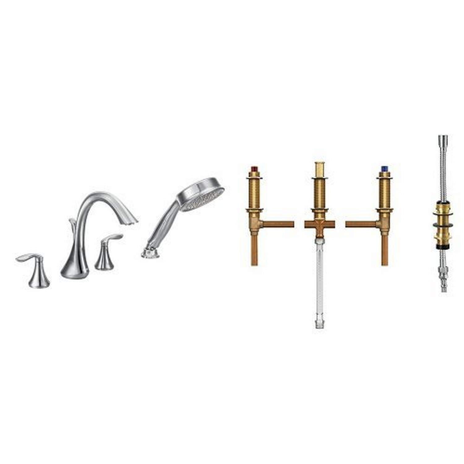 Moen T944-9792 Eva Two-Handle High Arc Roman Tub Faucet Includes Hand ...