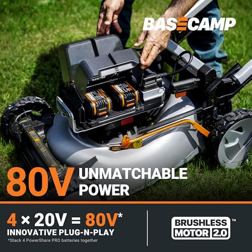 Worx Nitro 80V Cordless Lawn Mower, Electric Mower with Brushless Motor ...