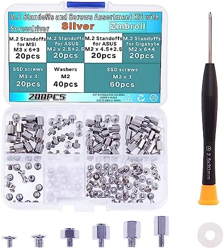 Zmbroll 200Pcs M.2 SSD Mounting Screws Silver Laptop Screws m.2 ...