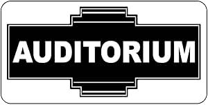 Amazon.com : Auditorium Black Retro Vintage Style Sign With HolesVinyl ...