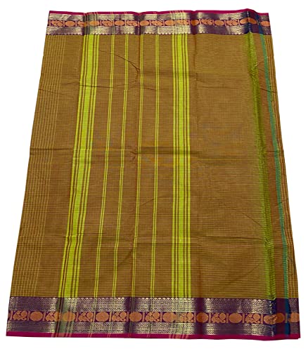 Buy Women's, Chettinad Cotton Sarees, Small Checked Zari Border Without ...