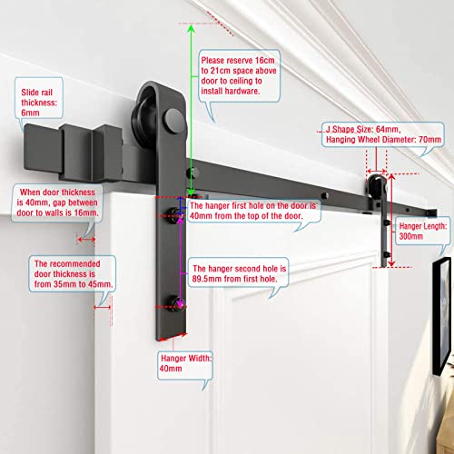 5FT/150cm Sliding Door Kits – Single Door Sliding Kit for 75cm Wide ...