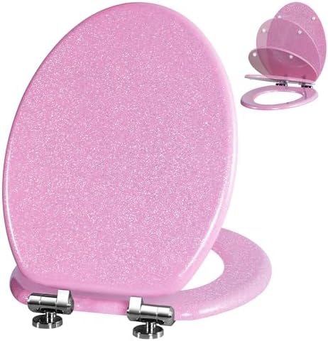 Angol Shiold Glitter Toilet Seat Molded Wood Elongated Toilet Seat with ...