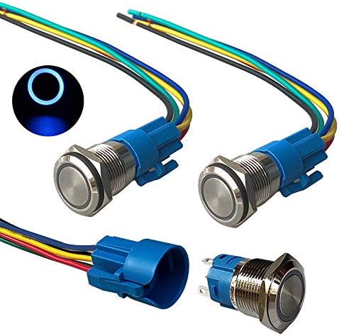 QitinDasen 3Pcs Premium 12V/24V 5A Momentary Push Button Switch, 19mm ...