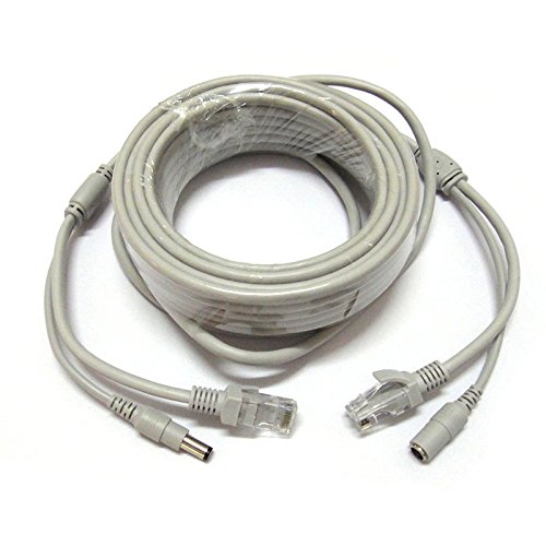 Elvy 20M 60ft RJ45 Network & 12V Power IP Network Cable Extension Cord ...