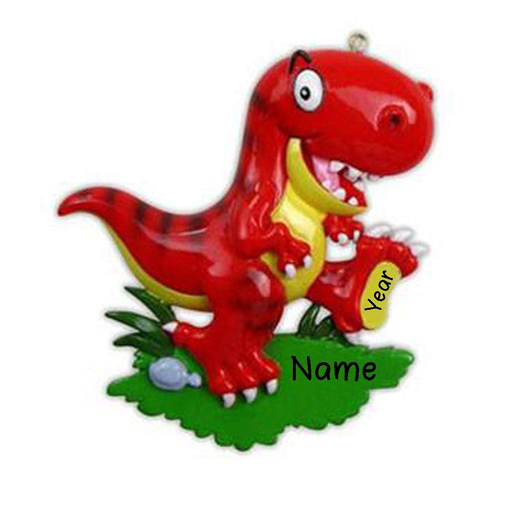 Amazon.com: Personalized T-REX Dinosaur Christmas Tree Ornament Present ...