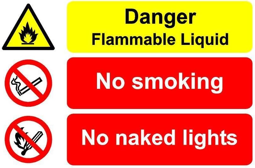 Danger flammable liquid no smoking no naked flames safety sign - Self ...