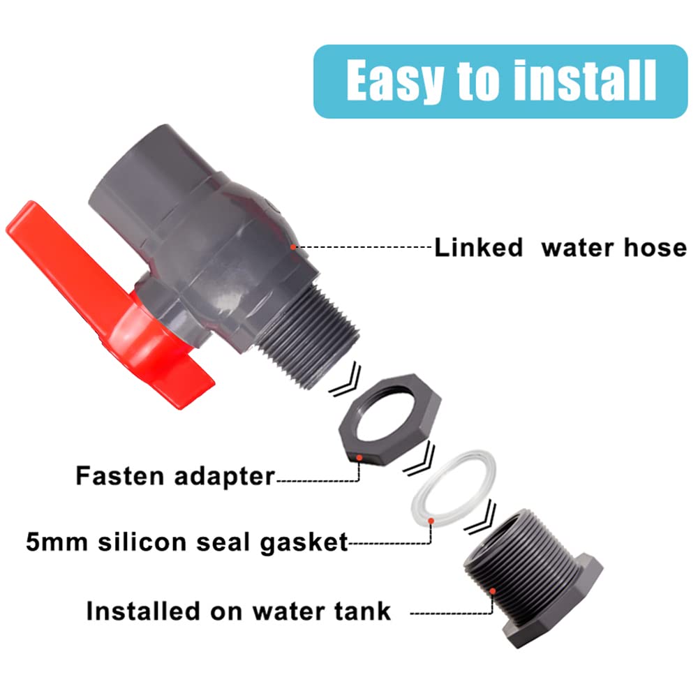 Snapklik.com : Ququyi 1 Inch PVC Rain Barrel Valve Spigot Kit
