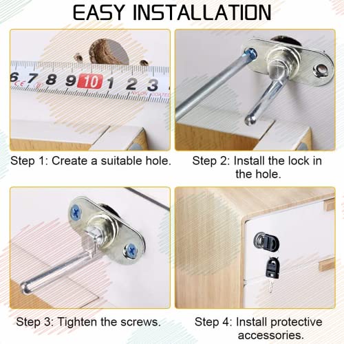 2 Sets Office Drawer Lock Cabinet Plunger Lock with Keys and Screws ...