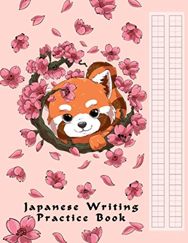 Japanese Writing Practice Book: Cute Red Panda with Sakura Cherry ...