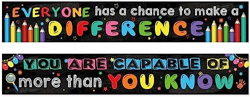 Amazon.com: 2 Pack Motivational Classroom Banner Poster Positive Banner ...