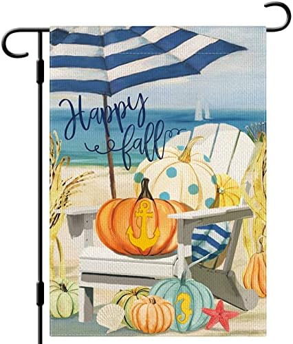 Amazon.com : DLZDN Fall Beach Garden Flag Thanksgiving Pumpkin Garden ...