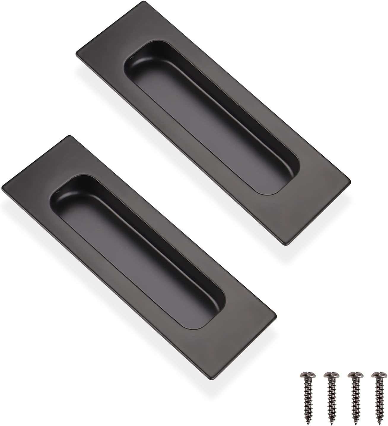 KNOBWELL 2 Pack Black Flush Pull Handle for Sliding Doors Cabinets ...