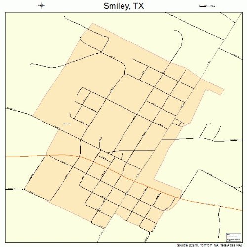 Large Street & Road Map of Smiley, Texas TX - Printed poster size wall ...
