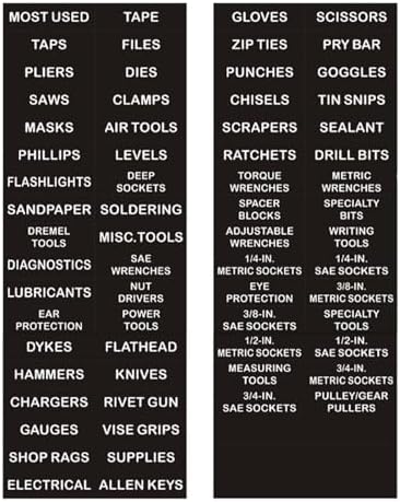 Amazon.com : Tool Box Organizational Magnetic Labels Fits All Brands of ...