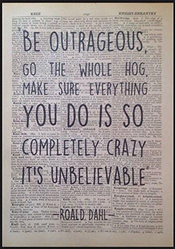 Parksmoonprints Roald Dahl Quote Print Vintage Dictionary Page Wall Art ...