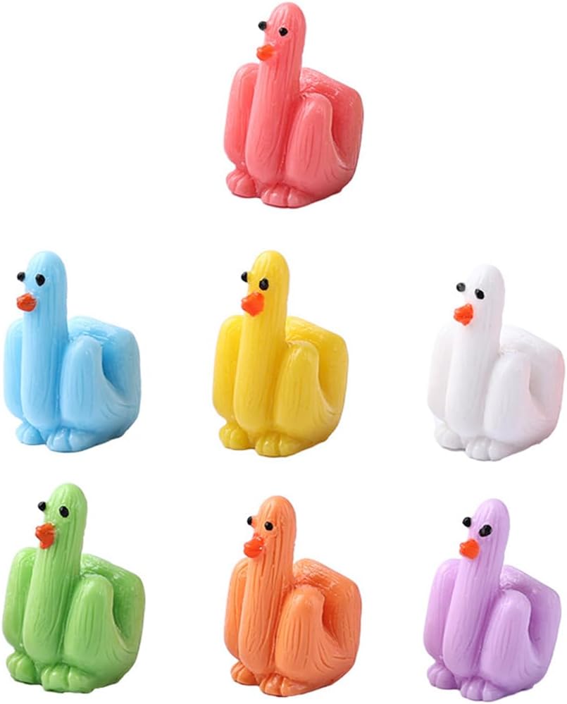Amazon.com: AKV Funny Mini Ducks Colorful Tiny Resin Ducks Figurine Fun ...