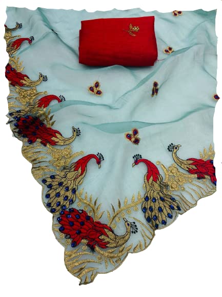 Buy RANGOLI ART Womens And Girls Khadi Organza Silk Fabric Saree With ...