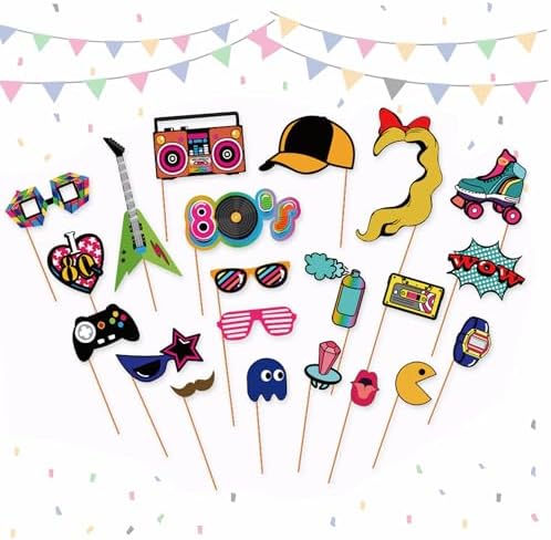 Amazon.com: BRT Bearingshui 80s Photo Booth Props, Retro 80's Photo ...