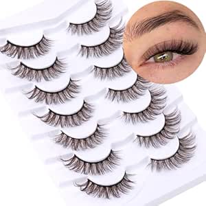Amazon.com: Brown Eyelashes Natural Look False Lashes Wispy Faux Mink Lashes Fluffy 14mm Short ...