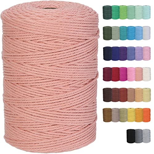GOHOF Macrame Cord 3mm x 300m Premium Cotton Macrame Rope, 4 Strand ...
