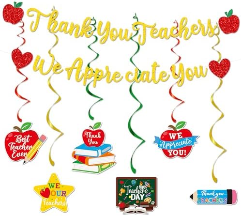 Amazon.com: Thank You Teachers We Appreciate You Banner with Hanging ...
