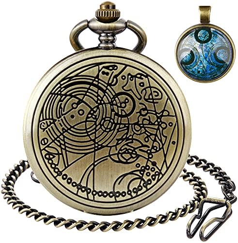 YISUYA Vintage Bronze Doctor Who Retro Dr Who Pocket Watch with Chain ...