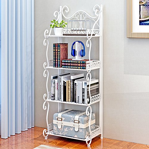 Amazon.com: Dolwisery No Assembly Folding Bookshelf Portable Bookcase ...