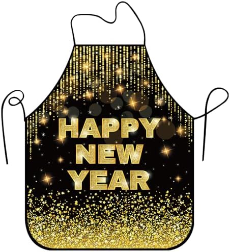 Bonieset Happy New Year Apron for Women Men, Funny New Year Eve Kitchen ...