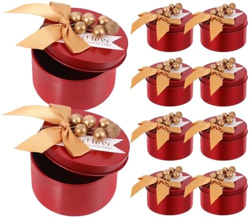 Amazon.com: Cookie Tin with Lid 10Pcs Christmas Tins, Red Baking Cookie ...