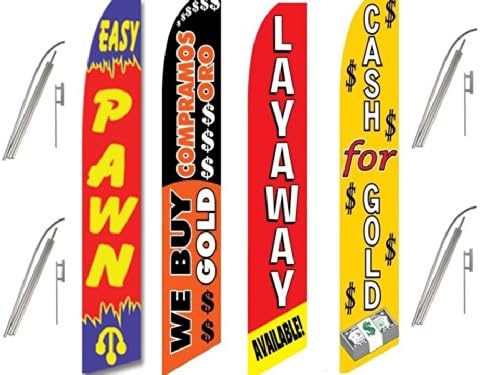 Amazon.com: 4 Swooper Flags & Pole Kits Pawn Shop Layaway Cash For Gold ...