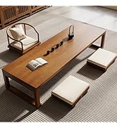 Amazon.com: Japanese tatami coffee table,round wood coffee table,wooden ...
