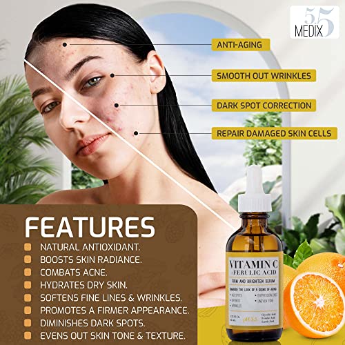 Medix 5.5 Vitamin C Serum with Glycolic Acid, Ferulic Acid and Lactic ...