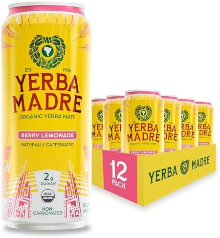 Amazon.com : Yerba Madre Organic Yerba Mate, Low Sugar Berry Lemonade ...