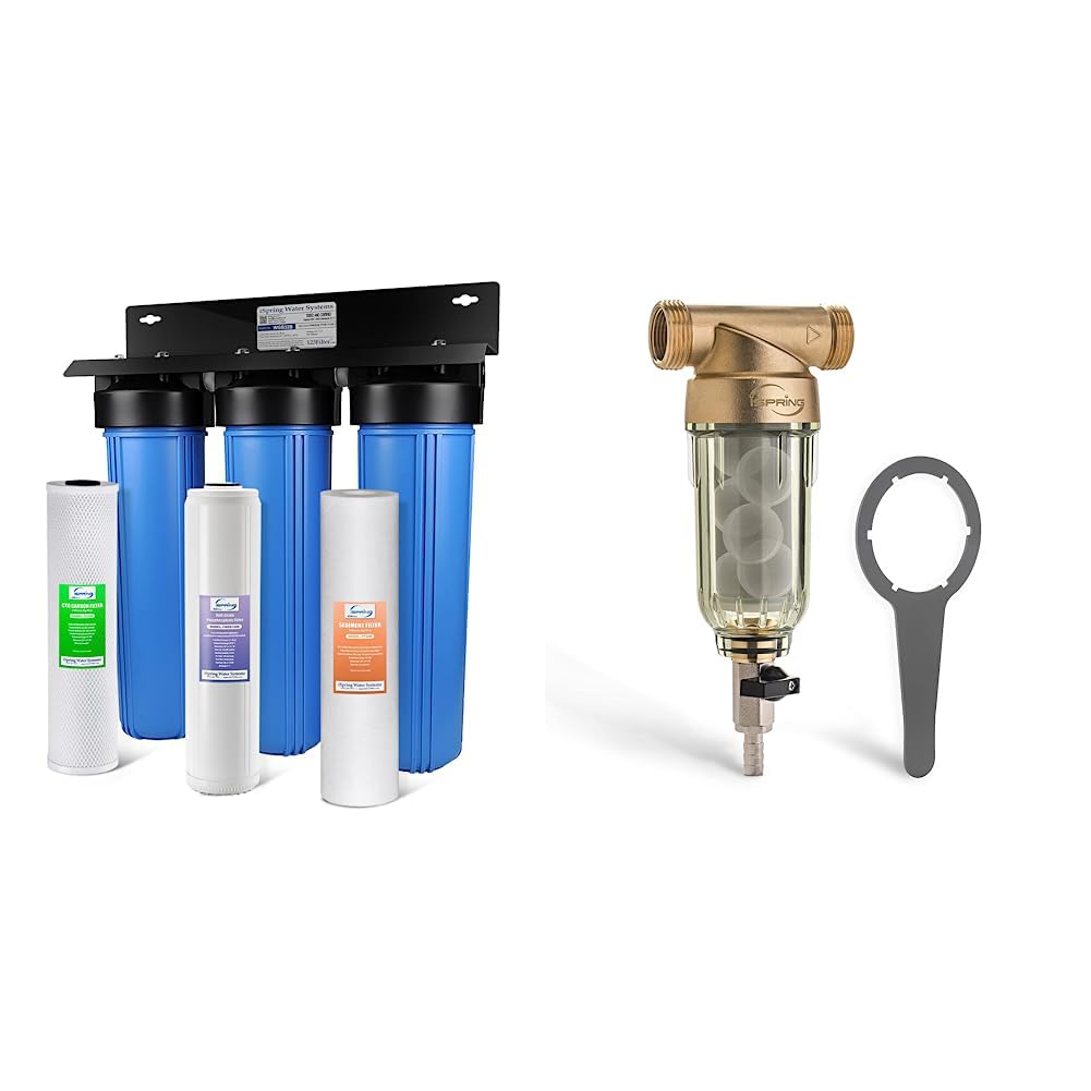 iSpring Whole House Water Filter System w/Sediment, Polyphosphate Anti ...