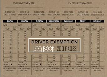 Driver Exemption Log Book: Time & Schedule Record Book For Drivers and Truckers | Logbook for ...