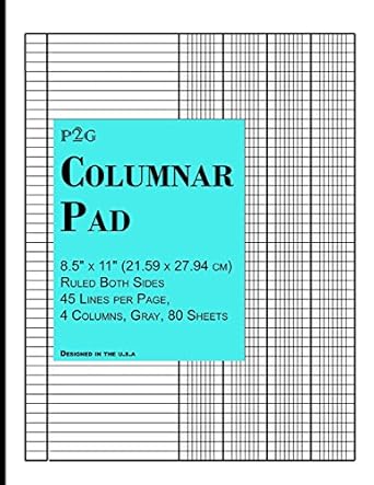 Columnar Pad: 8.5" x 11" (21.59 x 27.94 cm) Ruled Both Sides, 45 Lines ...